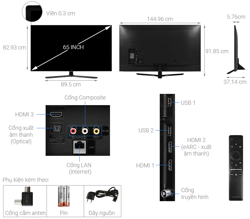 Smart Tivi Samsung 4K 65 inch UA65TU8500 (65TU8500) chính hãng giá rẻ - Mua ngay tại Monoprice ...